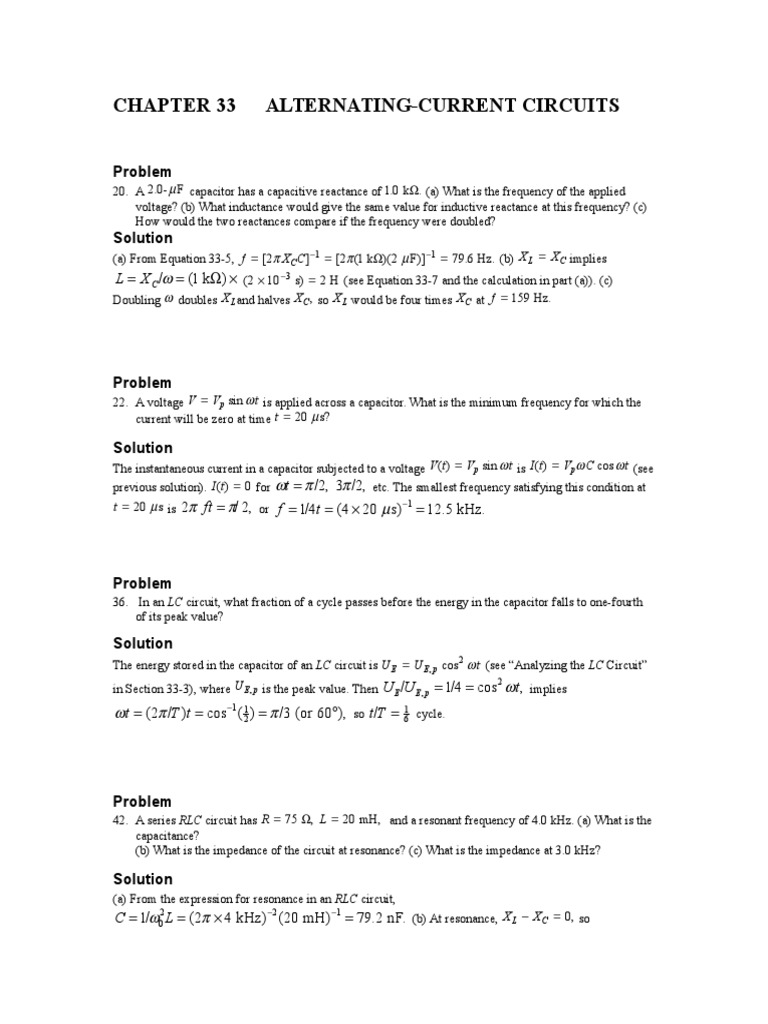 Problems in AC Circuits | PDF | Capacitor | Alternating Current