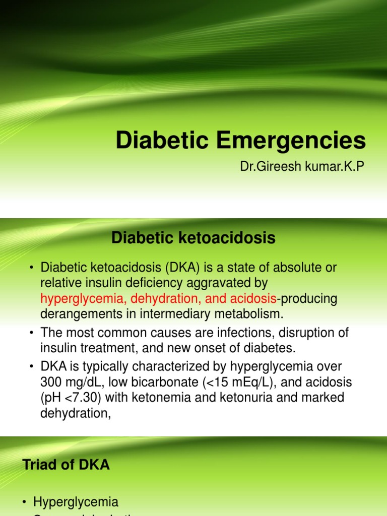 Diabetic Emergencies by DR Gireesh Kumar K P, Department of Emergency ...