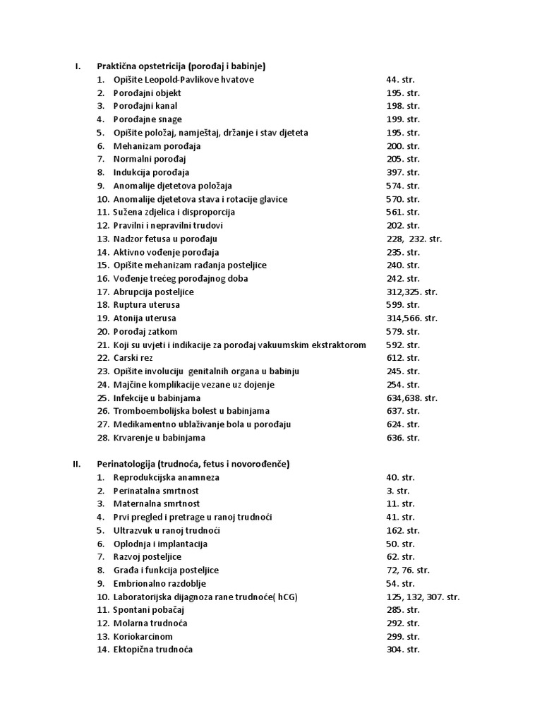 Fetalna M. I Opstetricija-Pitanja Za Usmeni Ispit 2018 | PDF