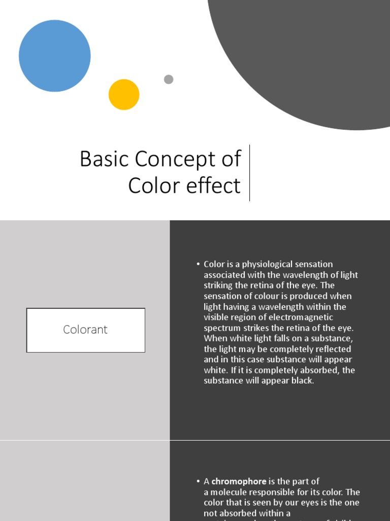 Basic Concept of Color Effect | PDF | Chromophore | Color