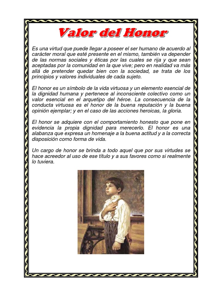 El Honor: Valor y Virtud Humana | PDF | Crecimiento personal y profesional
