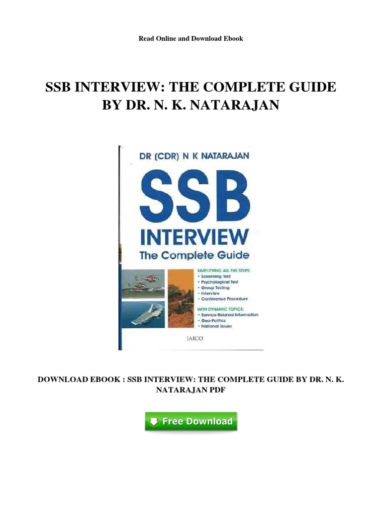 SSB Interview: The Complete Guide by Dr. N. K. Natarajan: Read Online and Download Ebook | PDF ...