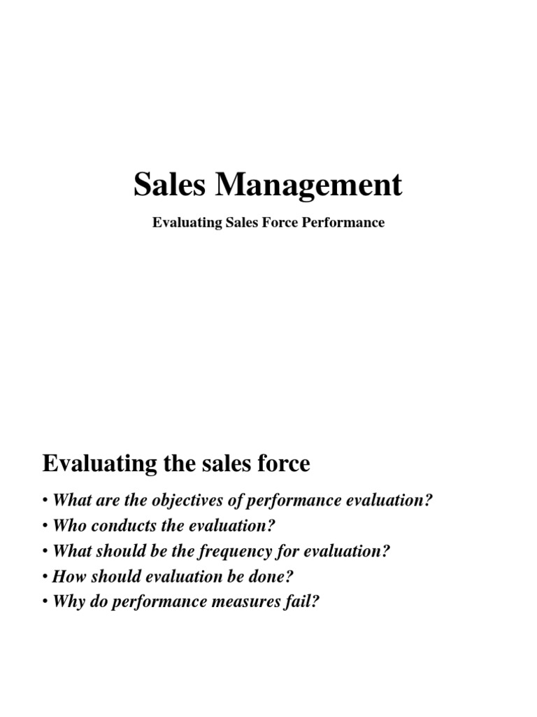 Sales Force Evaluation | PDF | Sales | Performance Appraisal
