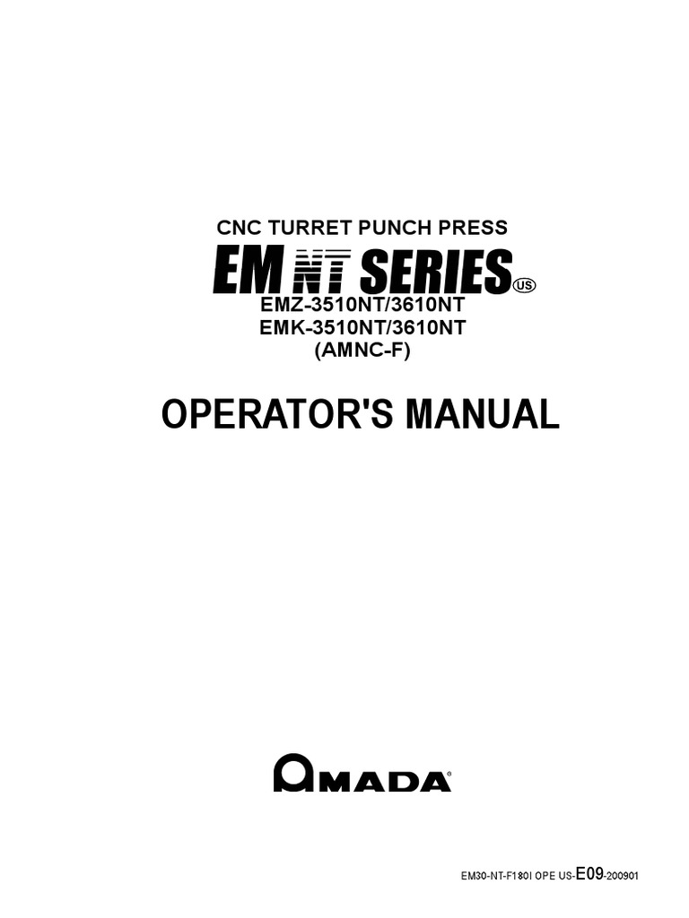 Amada EM NT Series Operator Manual CNC Turret Punch Pres PDF | Download ...