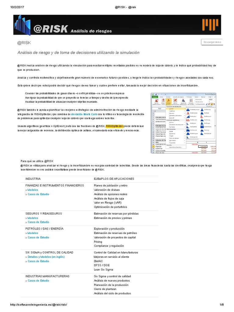 Análisis de Riesgo con @RISK en Excel | PDF | Microsoft Excel | Simulación