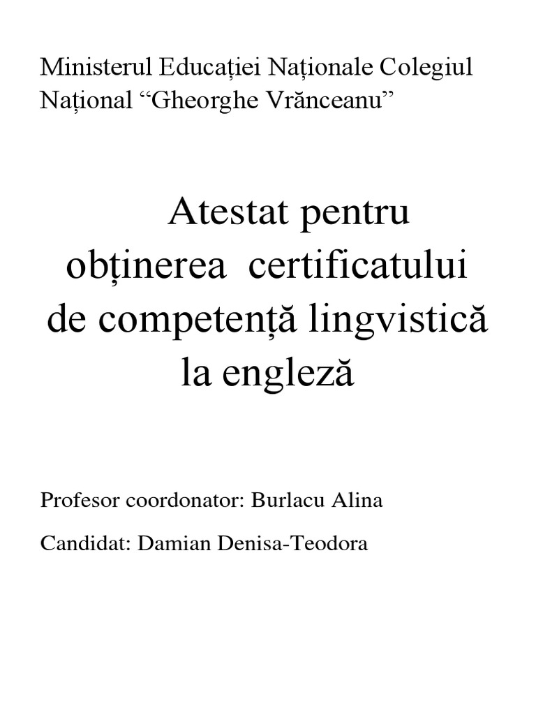 Atestat Engleza | PDF | Shakespeare's Sonnets | William Shakespeare