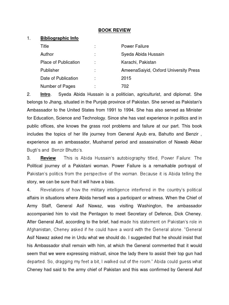 Power Failure - Book Review by Ali | PDF | Pervez Musharraf | Benazir ...
