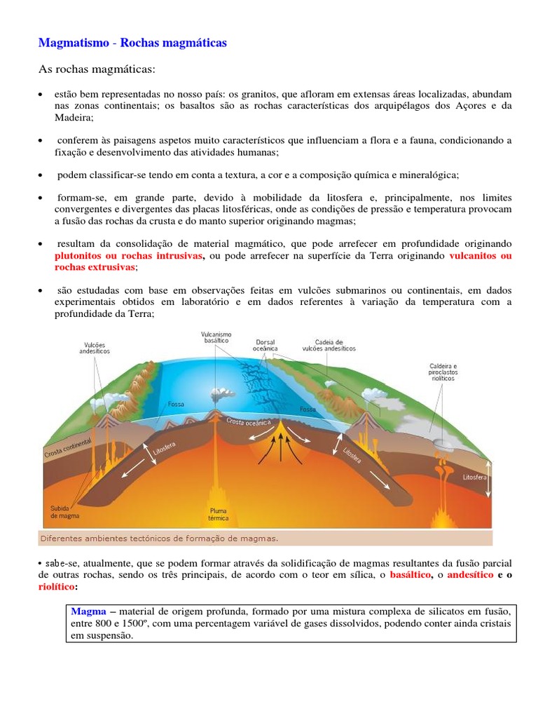 Magmatismo - Rochas magmáticas | Magma | Basalto | Avaliação gratuita ...