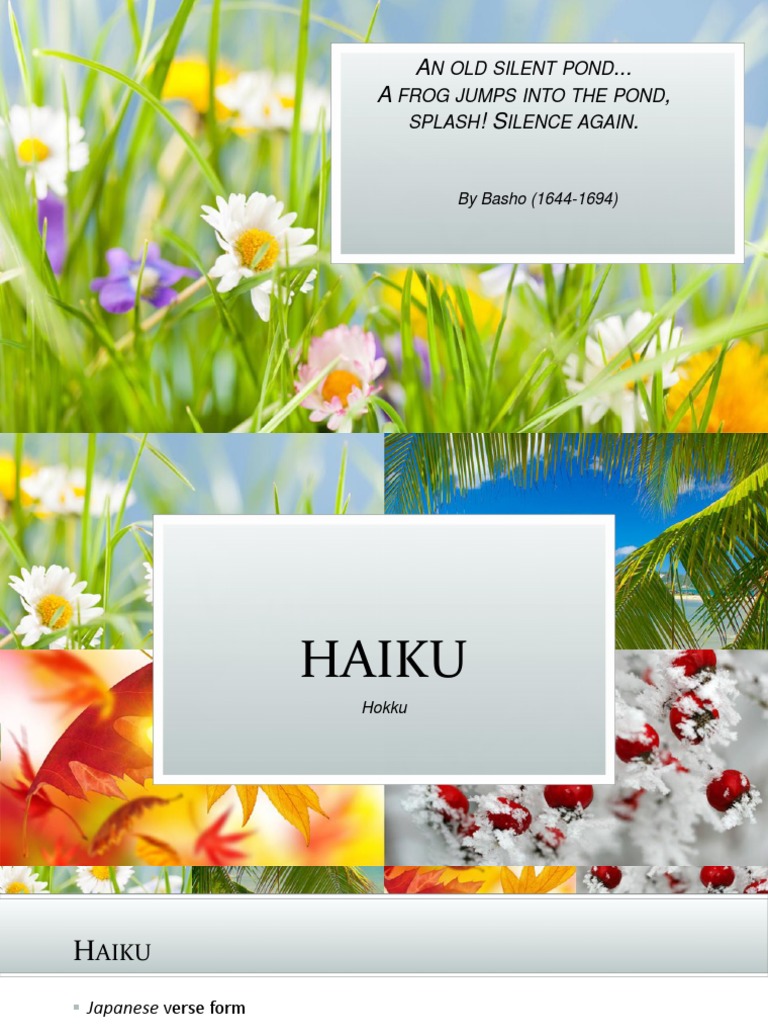 N Old Silent Pond Frog Jumps Into The Pond Splash Ilence Again | PDF ...