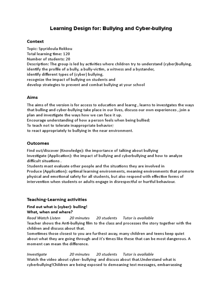 Bullying and Cyberbullying Spyridoula Rokkou | PDF | Cyberbullying ...