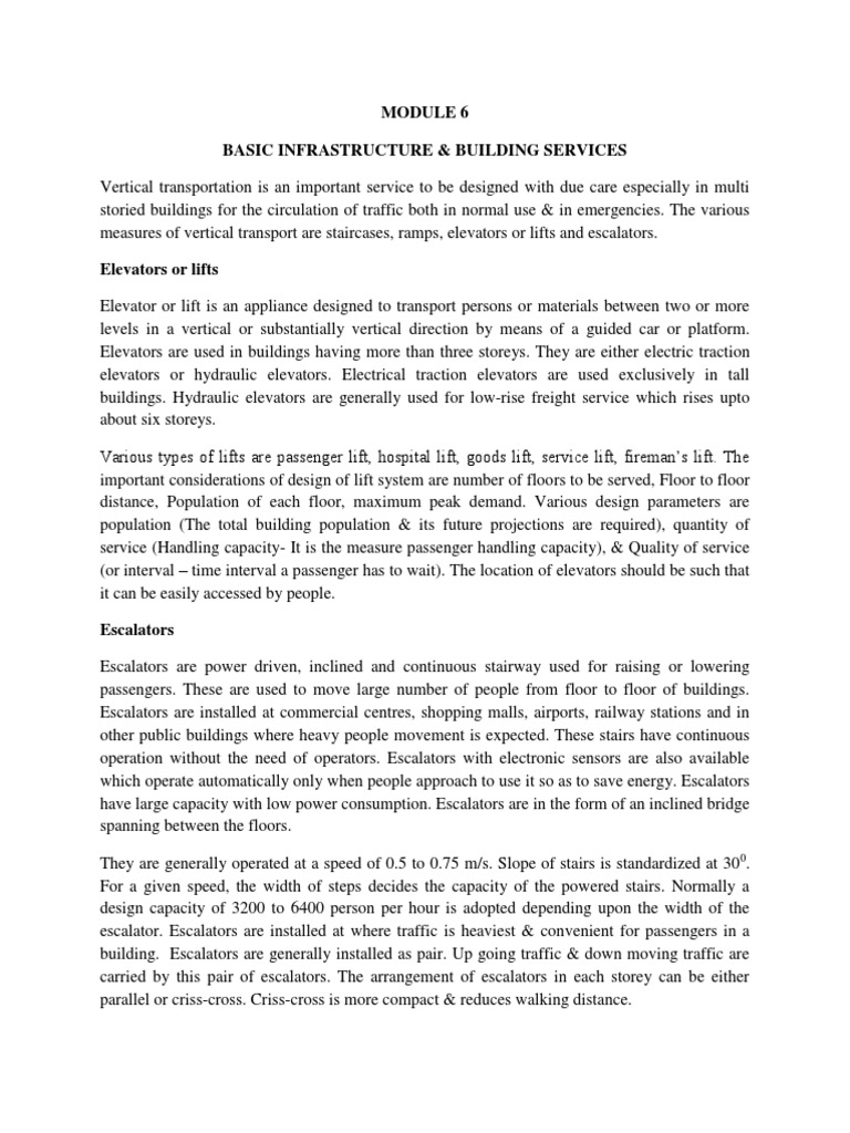 Basic Infrastructure & Building Services | PDF | Chimney | Elevator