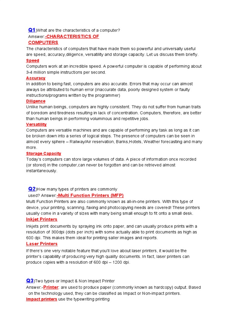 Computer Sklill PDF | PDF | Printer (Computing) | Operating System