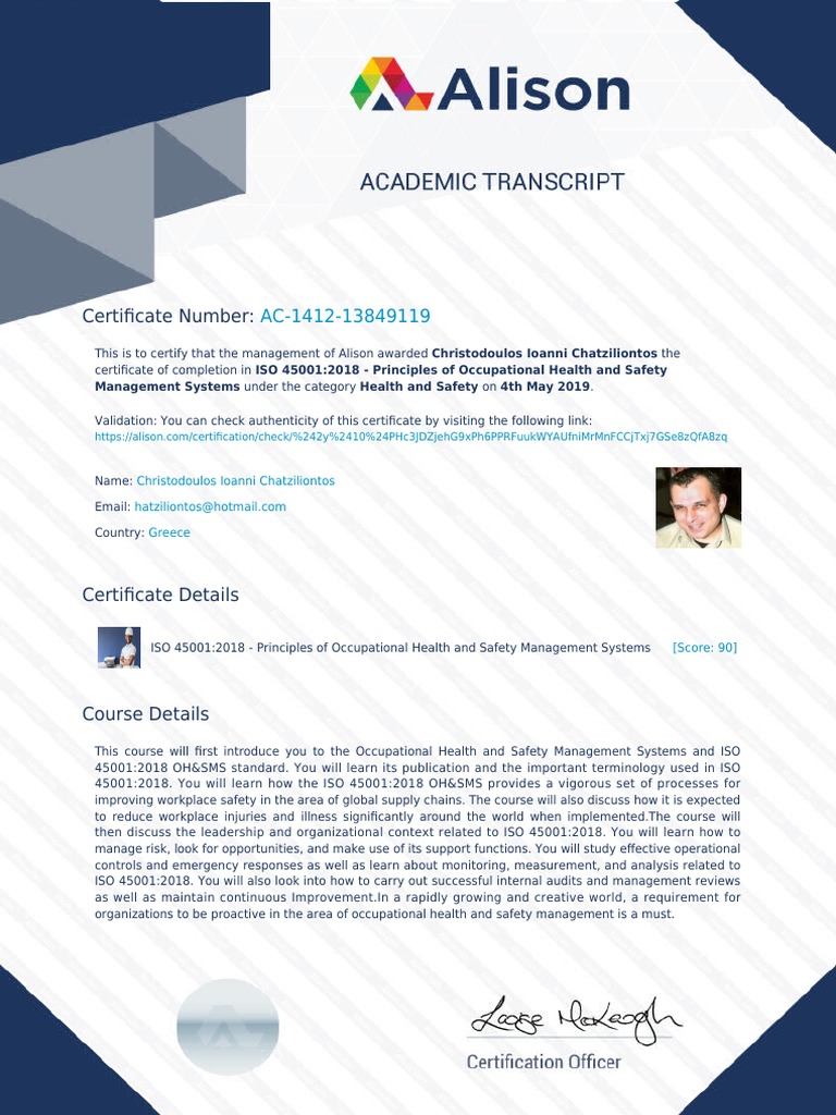 Alison Transcript 1412 13849119 | PDF | Career & Growth