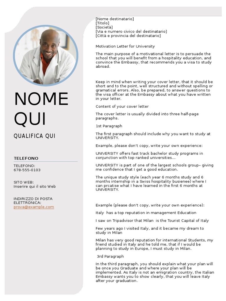Motivation Letter For University | PDF