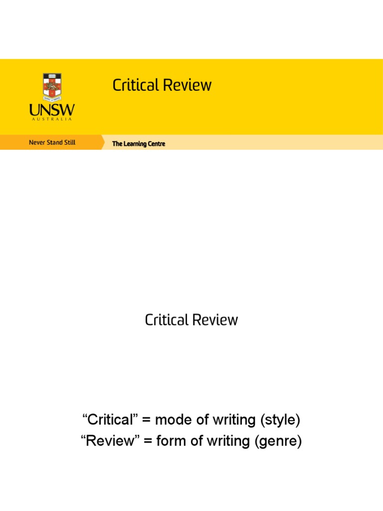 Critical Review | PDF | Critical Thinking | Evaluation