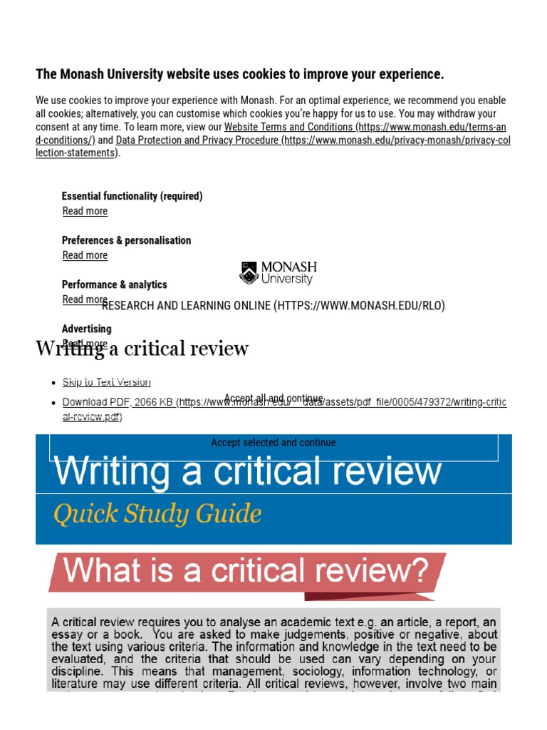 Writing A Critical Review - Research & Learning Online | PDF | Http ...