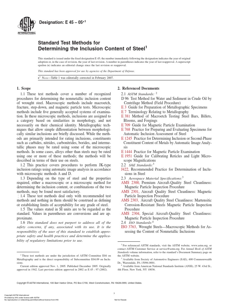 astm e45.pdf | Steel | Sampling (Statistics)