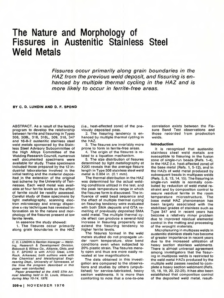 Welding - Fissures Defect | PDF | Stainless Steel | Welding