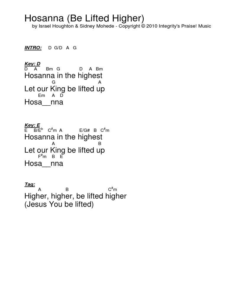 Hosanna Be Lifted High PDF | PDF | Biblical Phrases | Christianity