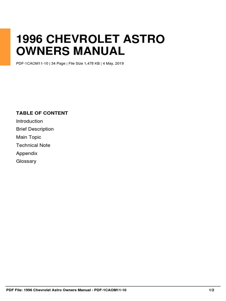 ID12311ee93-1996 Chevrolet Astro Owners Manual | PDF