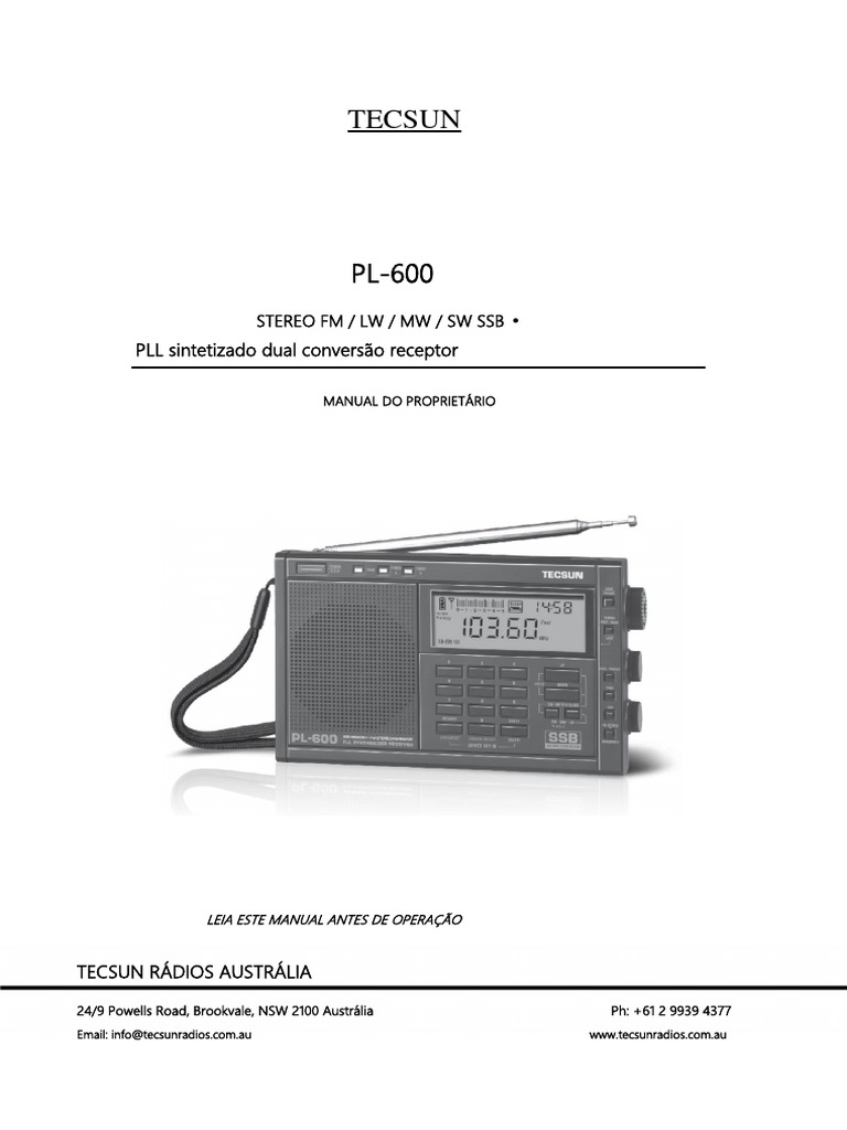 Pl-600-Manual PT | PDF | Radiodifusão | Frequência