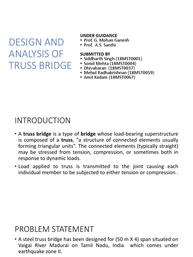 Design and Analysis of Truss Bridge-1 PDF | Download Free PDF | Truss ...