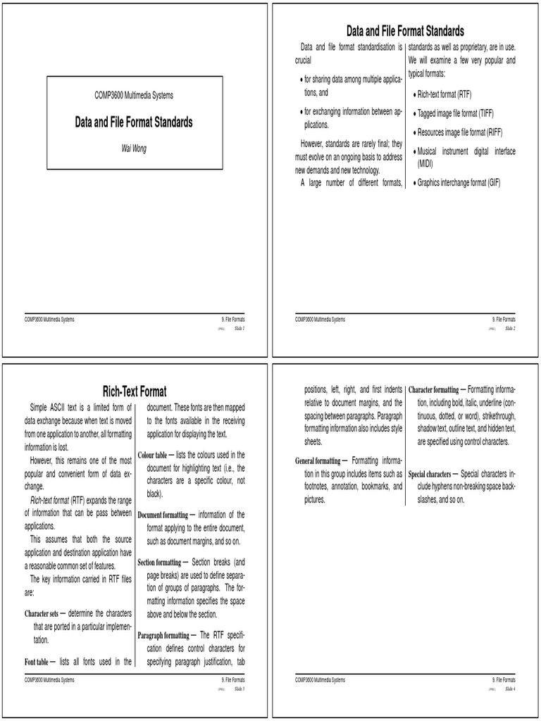 Unit 9 - Data and File Format Standards PDF | PDF | File Format ...