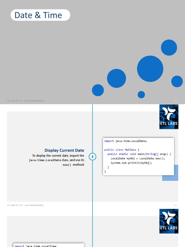 Date & Time: Etl Labs PVT LTD - Java Programming | PDF