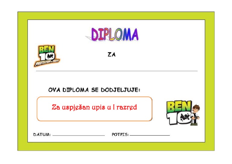 Diploma Za Prvačiće | PDF