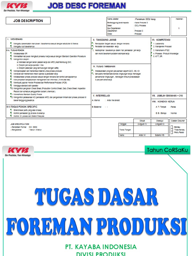 Job Desk Foreman Produksi dan Henkaten | PDF | Teknologi & Rekayasa