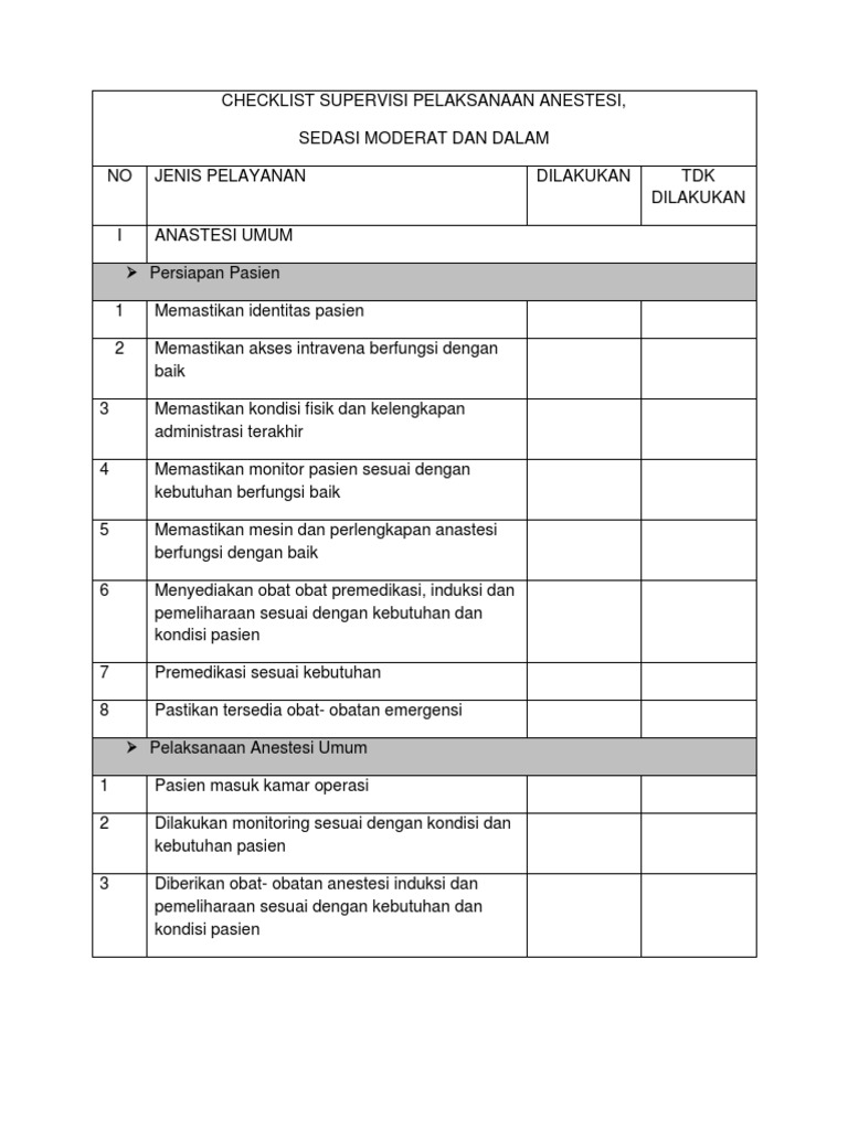 Form Check List Supervisi | PDF