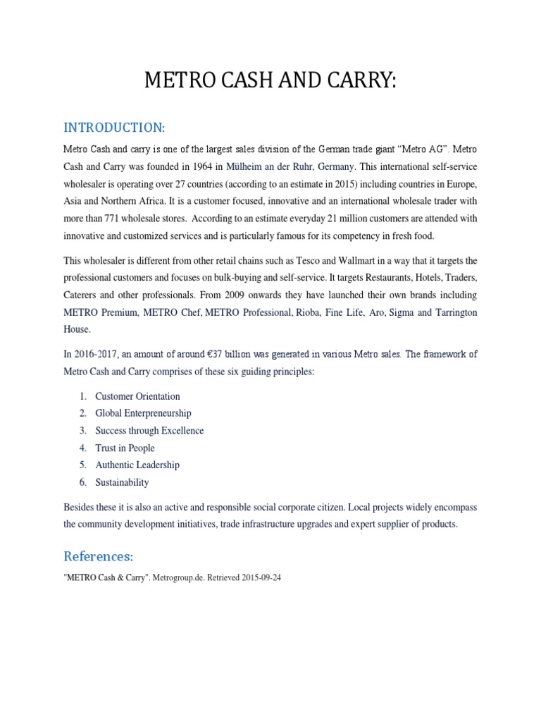 Metro Cash and Carry Overview | PDF | Business