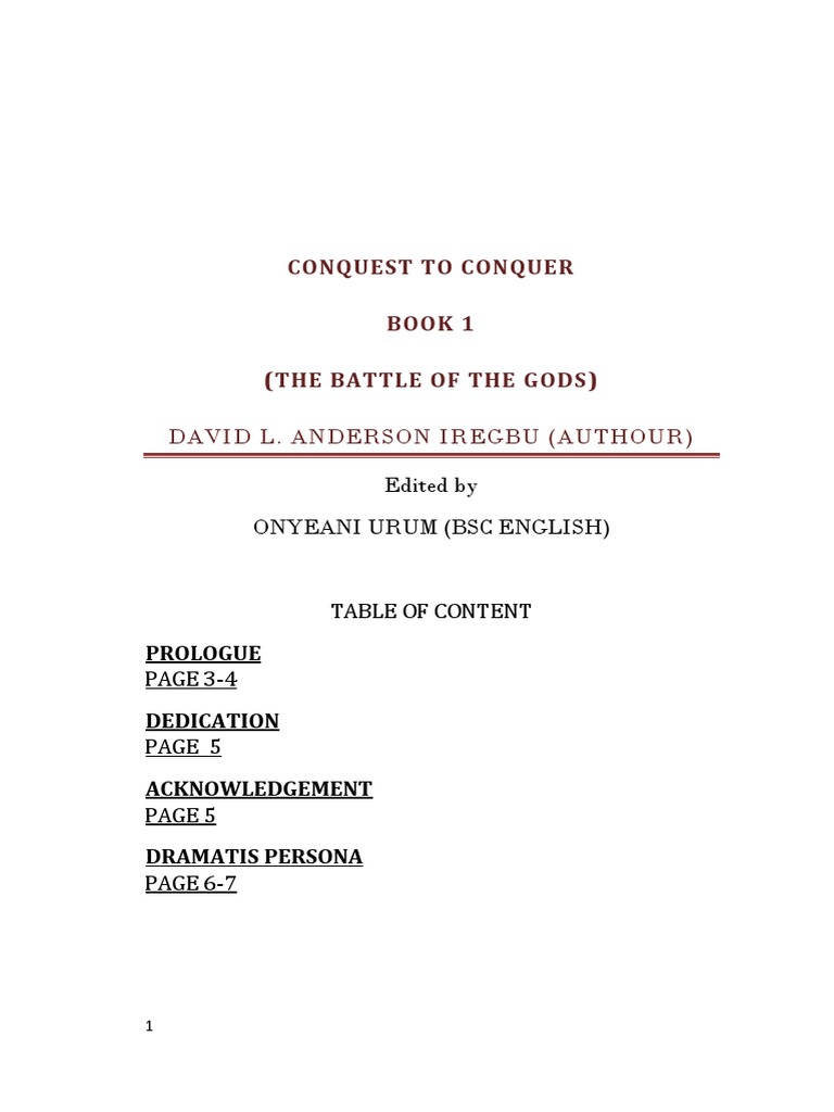 Conquest To Conquer Book 1 (The Battle of The Gods) | PDF | Sacrifice ...