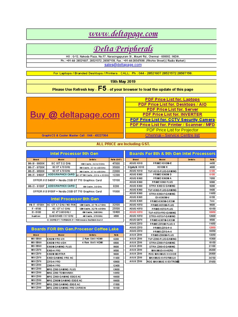 PDF Price List for Laptops, Desktops, Servers and More from Delta ...