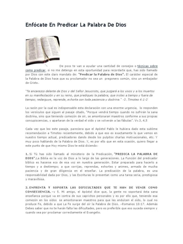 Predica la Palabra de Dios Hoy | PDF | Fe | Pablo el apóstol
