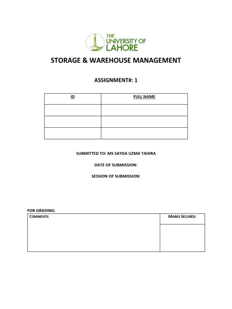 Storage & Warehouse Management: Assignment#: 1 | PDF