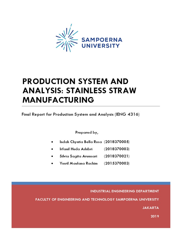 Final Stainless Straw - Production System Analysis | PDF | Performance Indicator | Stainless Steel