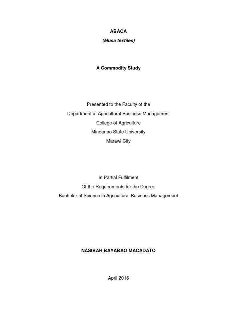 Abaca: A Comprehensive Commodity Study | PDF | Fertilizer | Soil Fertility