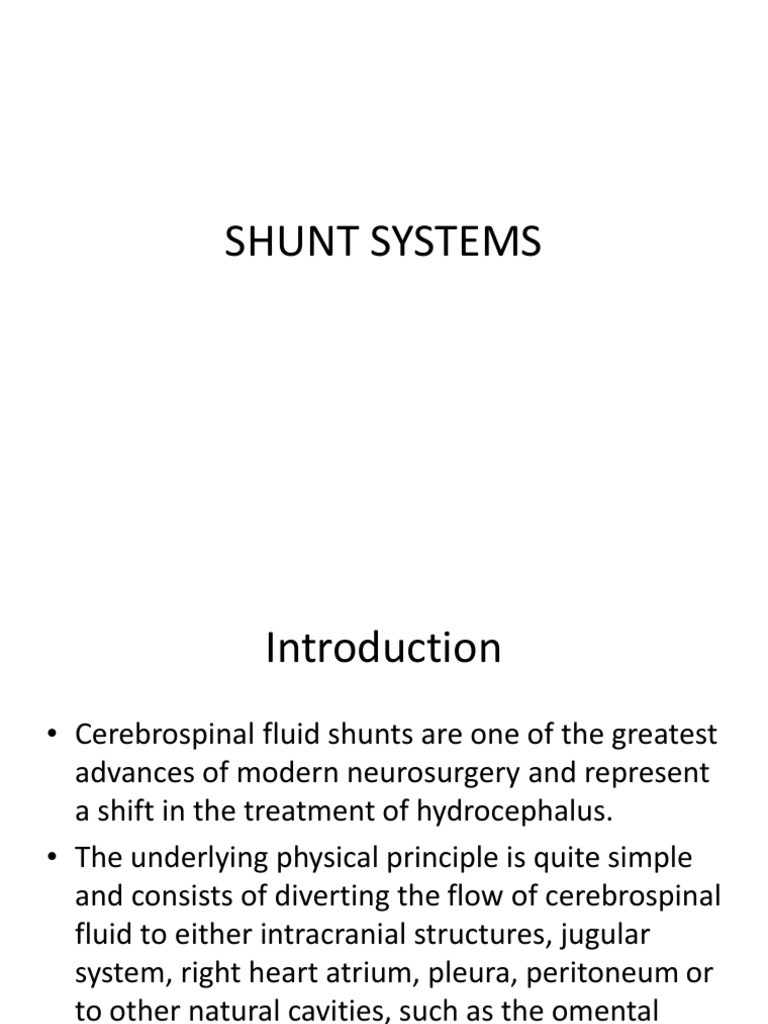 SHUNT SYSTEMS PPT New | PDF | Cerebrospinal Fluid | Valve