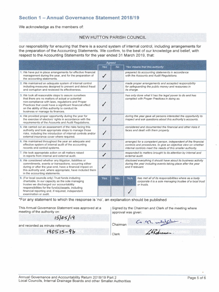 2 Annual Governance Statement NH 201819 | PDF | Audit | Internal Control