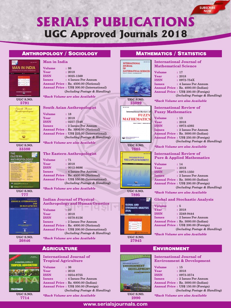UGC Approved - Journals - Catalogue 2018 - New | PDF | Science