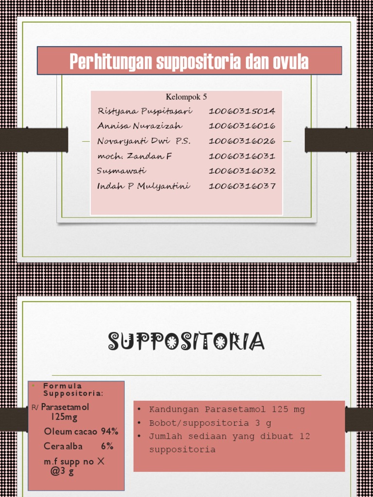 Perhitungan Suppositoria Dan Ovula 2 Baru Edit Tinggal Eval | PDF ...