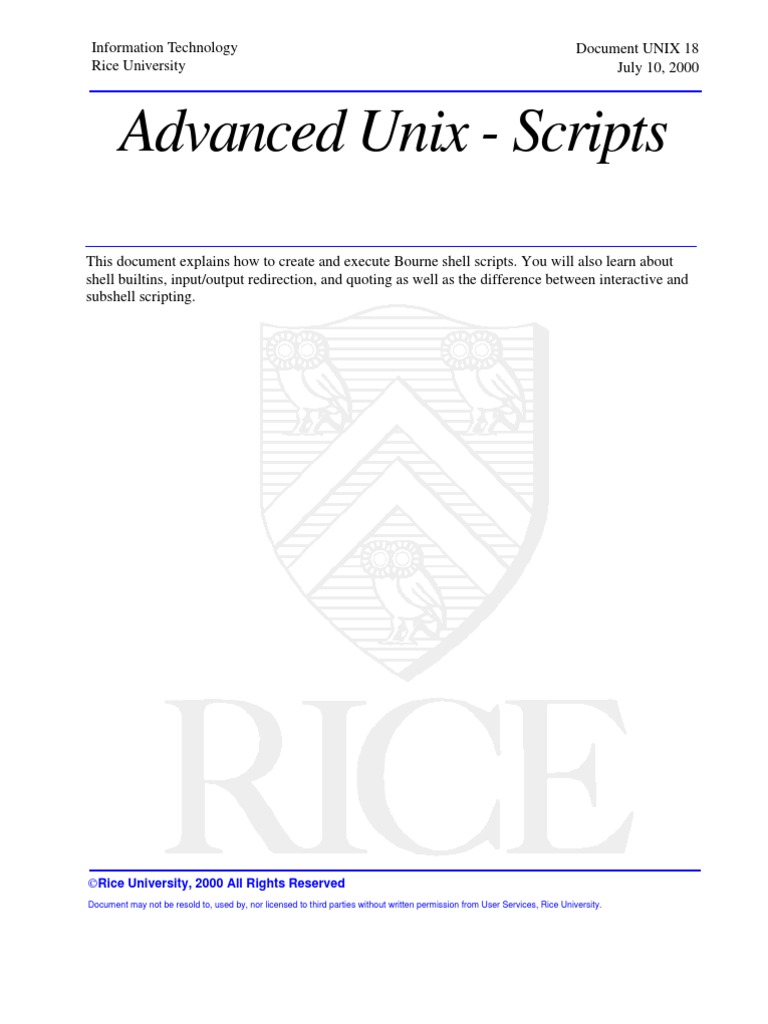 Unix Scripts | PDF | Command Line Interface | Operating System Technology