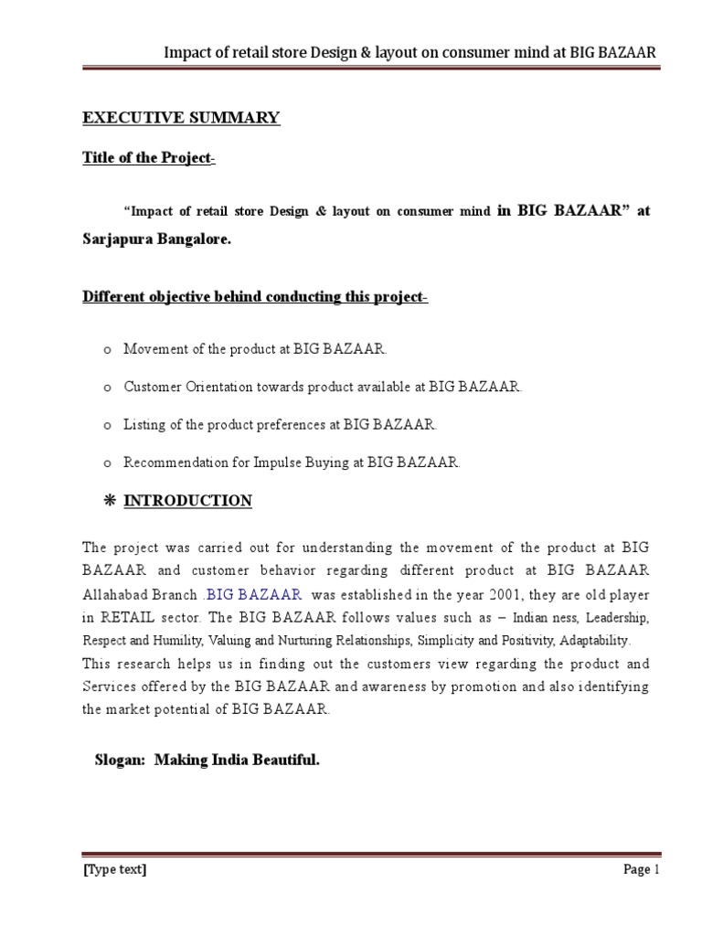 Retail Design Impact on BIG BAZAAR Consumers | PDF | Retail ...