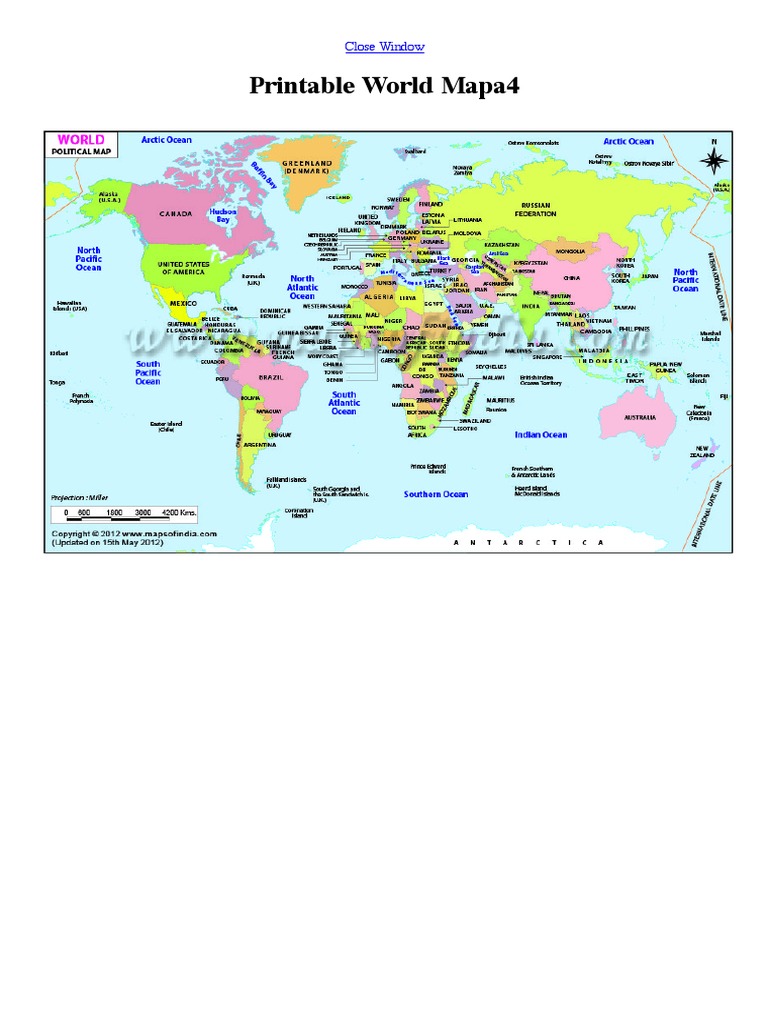 Printable World Mapa4: Close Window | PDF