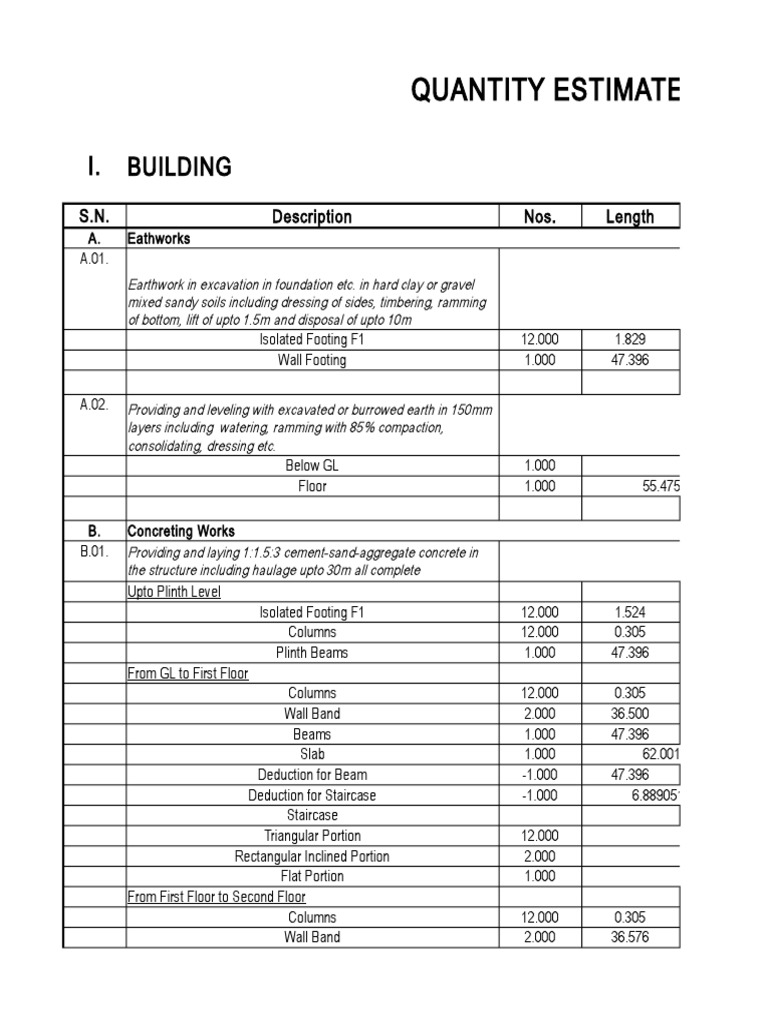 Building Quantity EstimateV1.1 | PDF | Buildings And Structures ...
