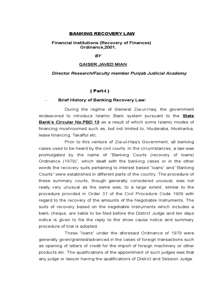 Banking Recovery Law 0 | PDF | Lawsuit | Guarantee