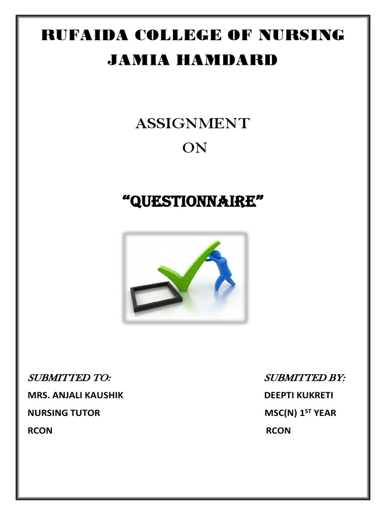 Rufaida College of Nursing Jamia Hamdard: Questionnaire | PDF ...