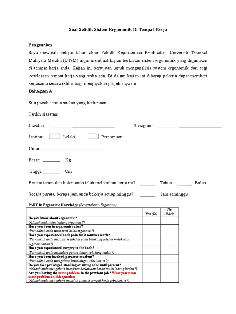 Ergonomic Report | PDF