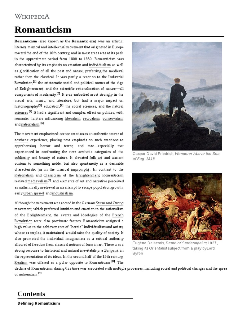 Romanticism: Romanticism (Also Known As The Romantic Era) Was An ...